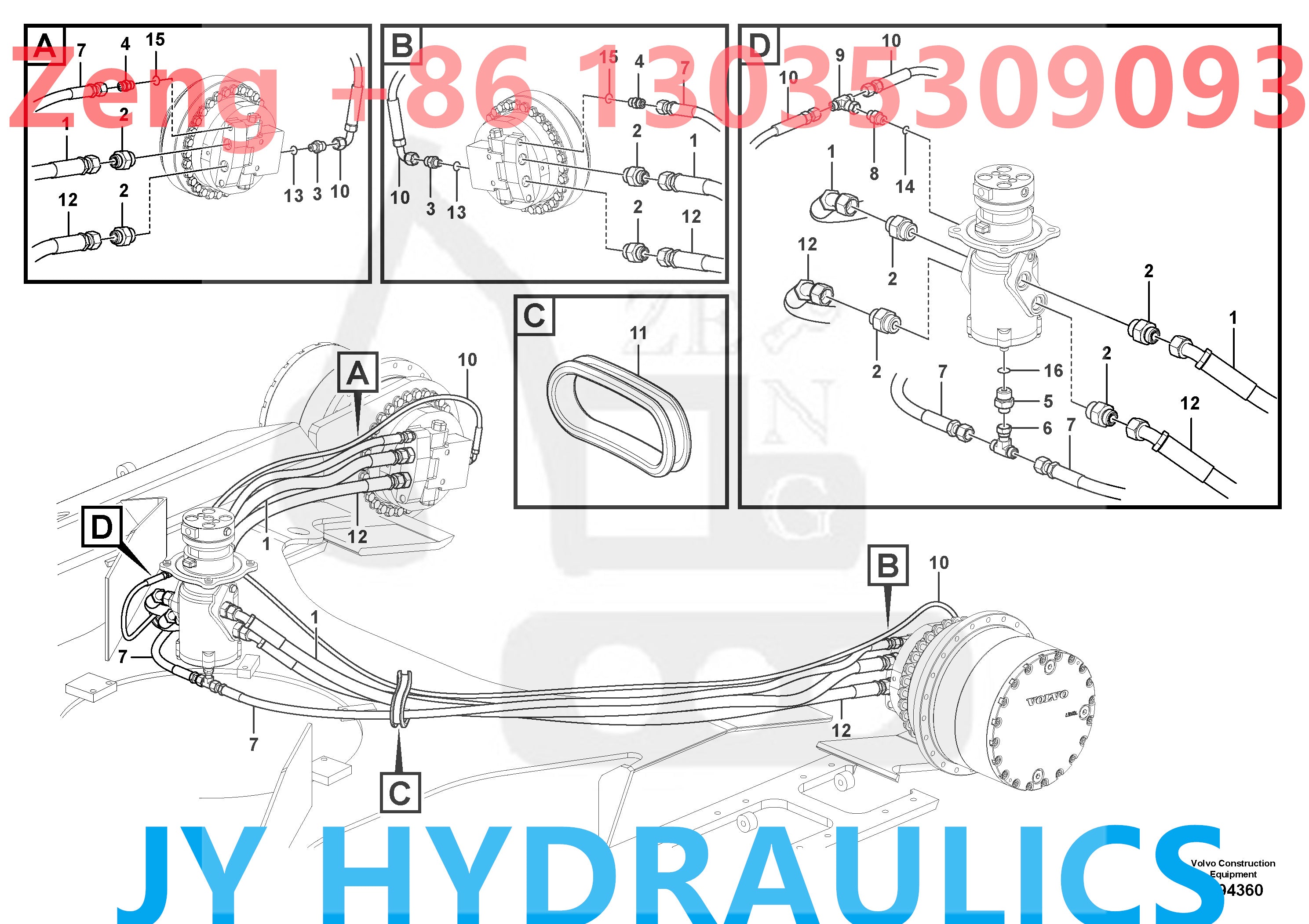 VOLVO EC200D EXCAVATOR VOE14719059 VOE14715510 TRAVEL MOTOR PARTS ...