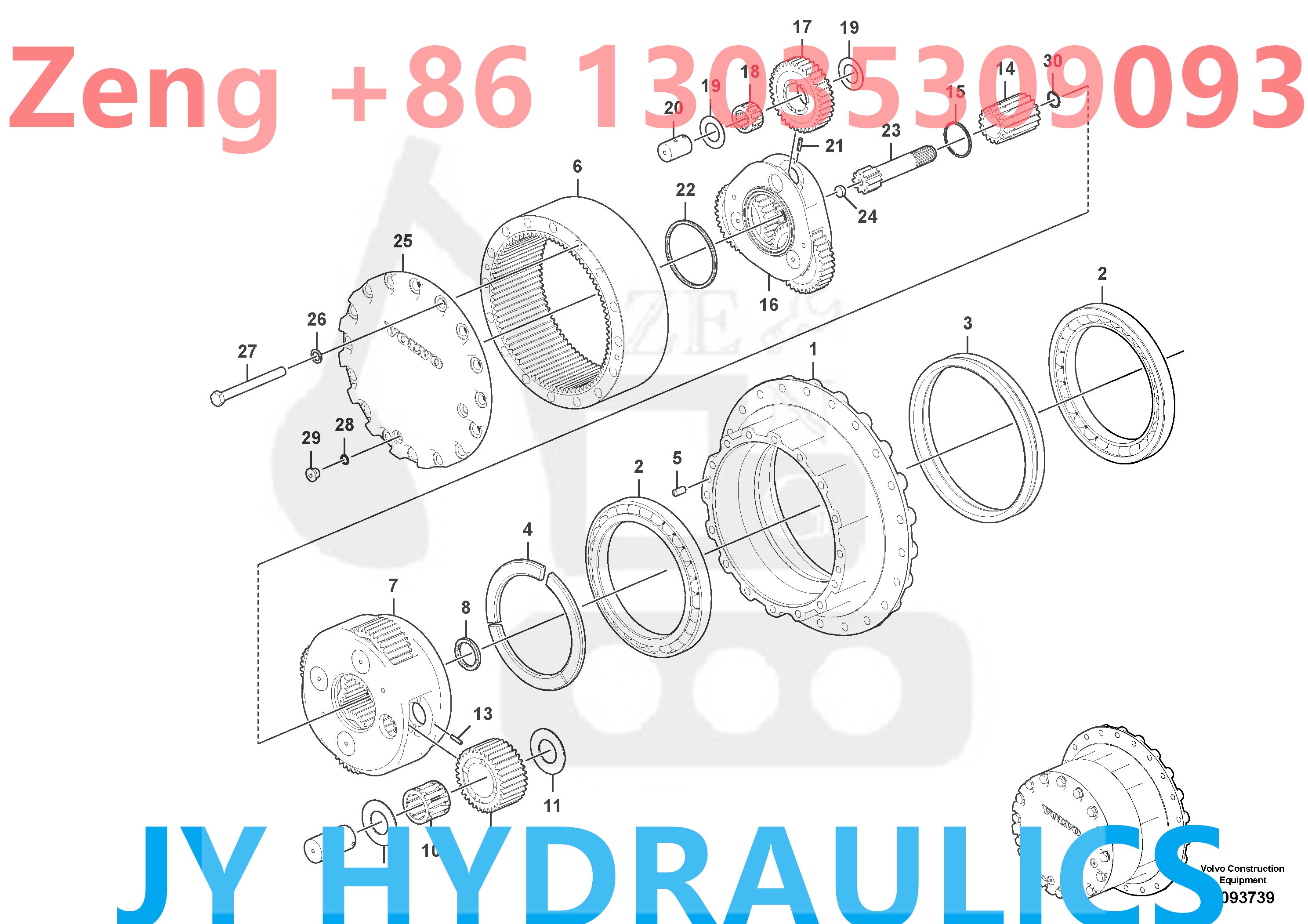 VOLVO EC200D EXCAVATOR VOE14713821 TRAVEL REDUCTION GEARBOX PARTS ...