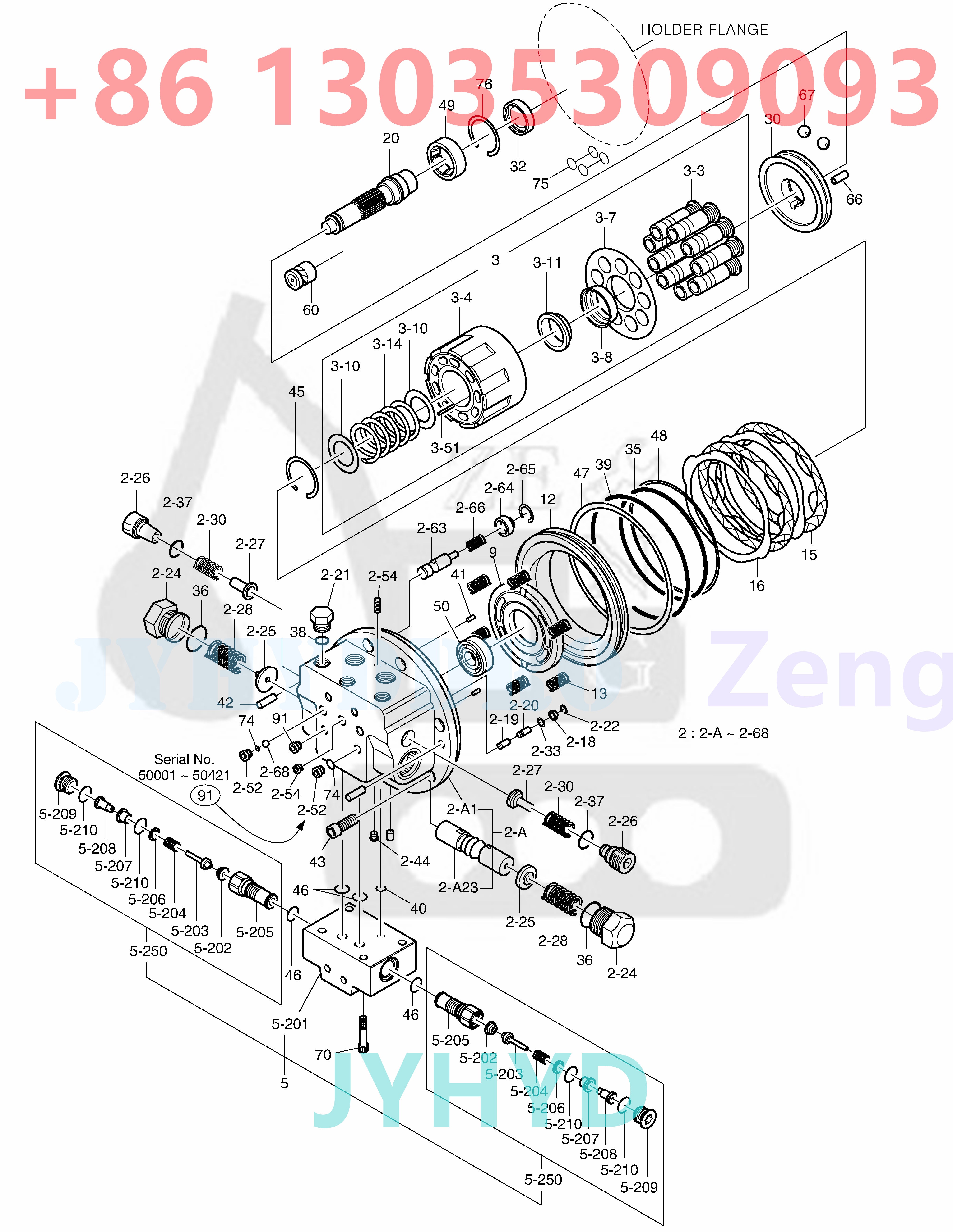 DOOSAN DX60R E60 EXCAVATOR TRAVEL MOTOR ROTARY GROUP – 13035309093
