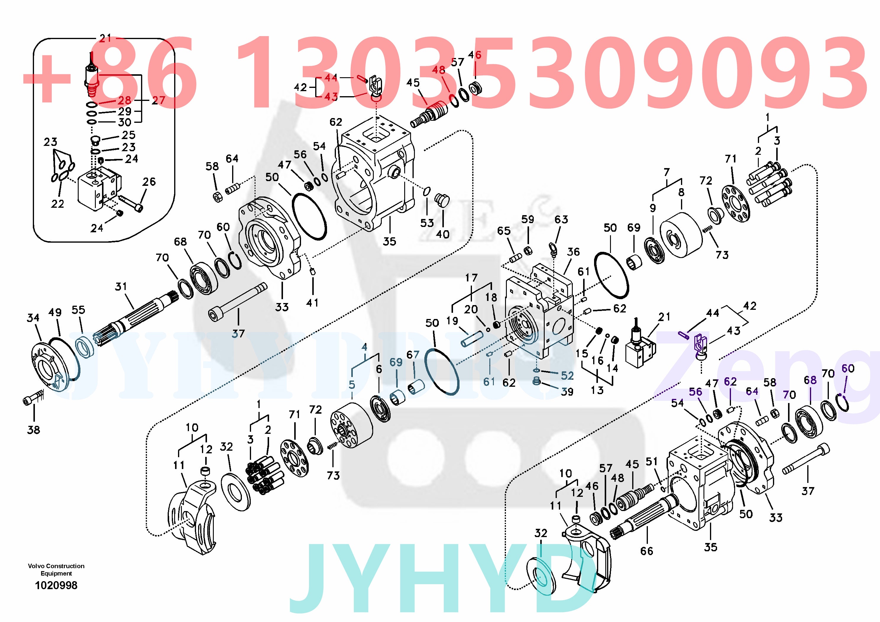 VOLVO EC240B EXCAVATOR VOE14531856 HYDRAULIC PUMP ROTARY GROUP ...
